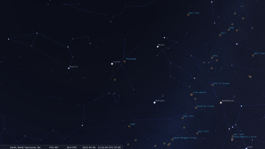 Jupiter and M44 the Beehive Cluster (Praesepe) in April 2015 ...